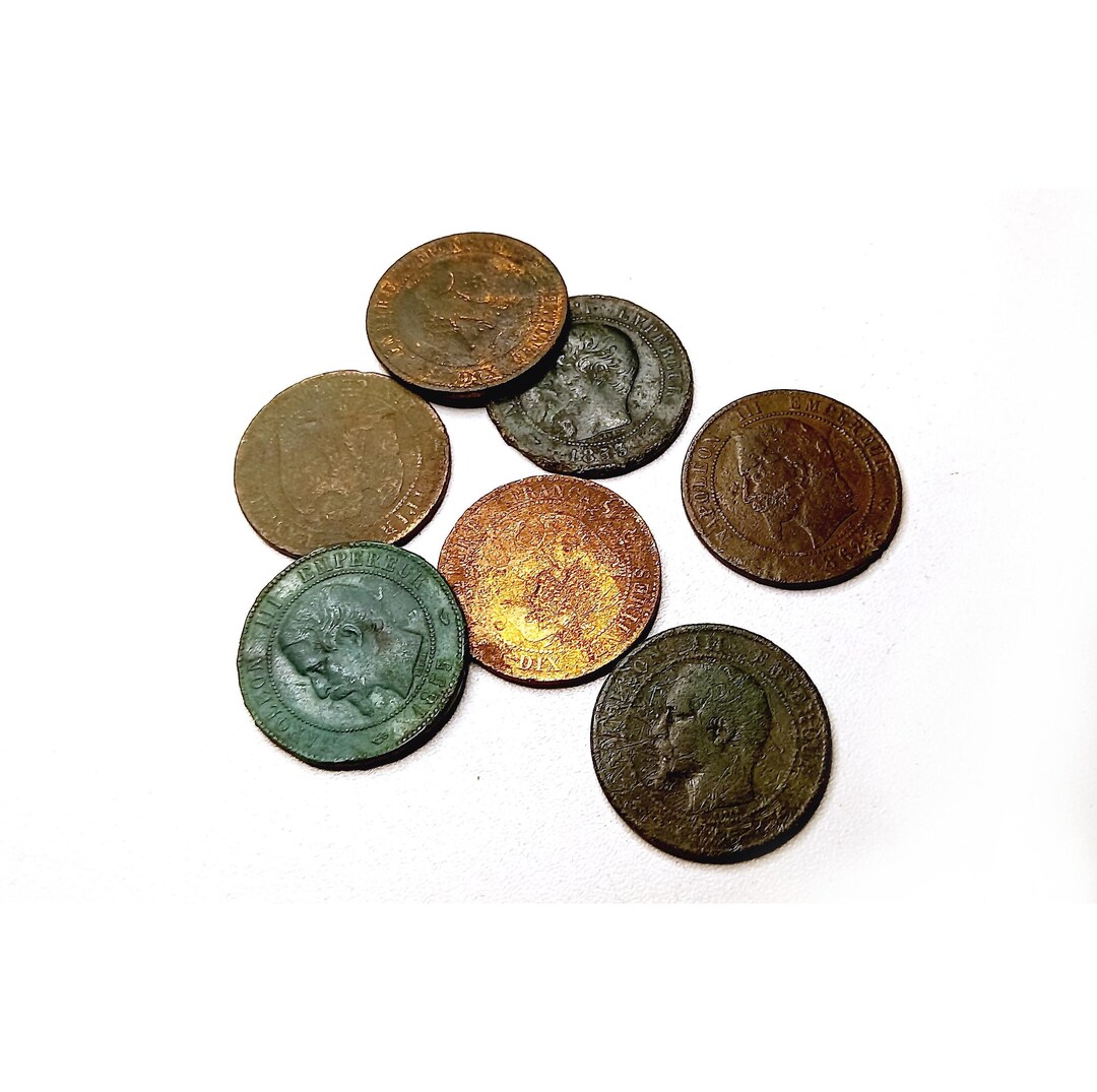 Antique Napoleon III Bronze Coins - 1850s French Numismatic Set of 7 - Etsy