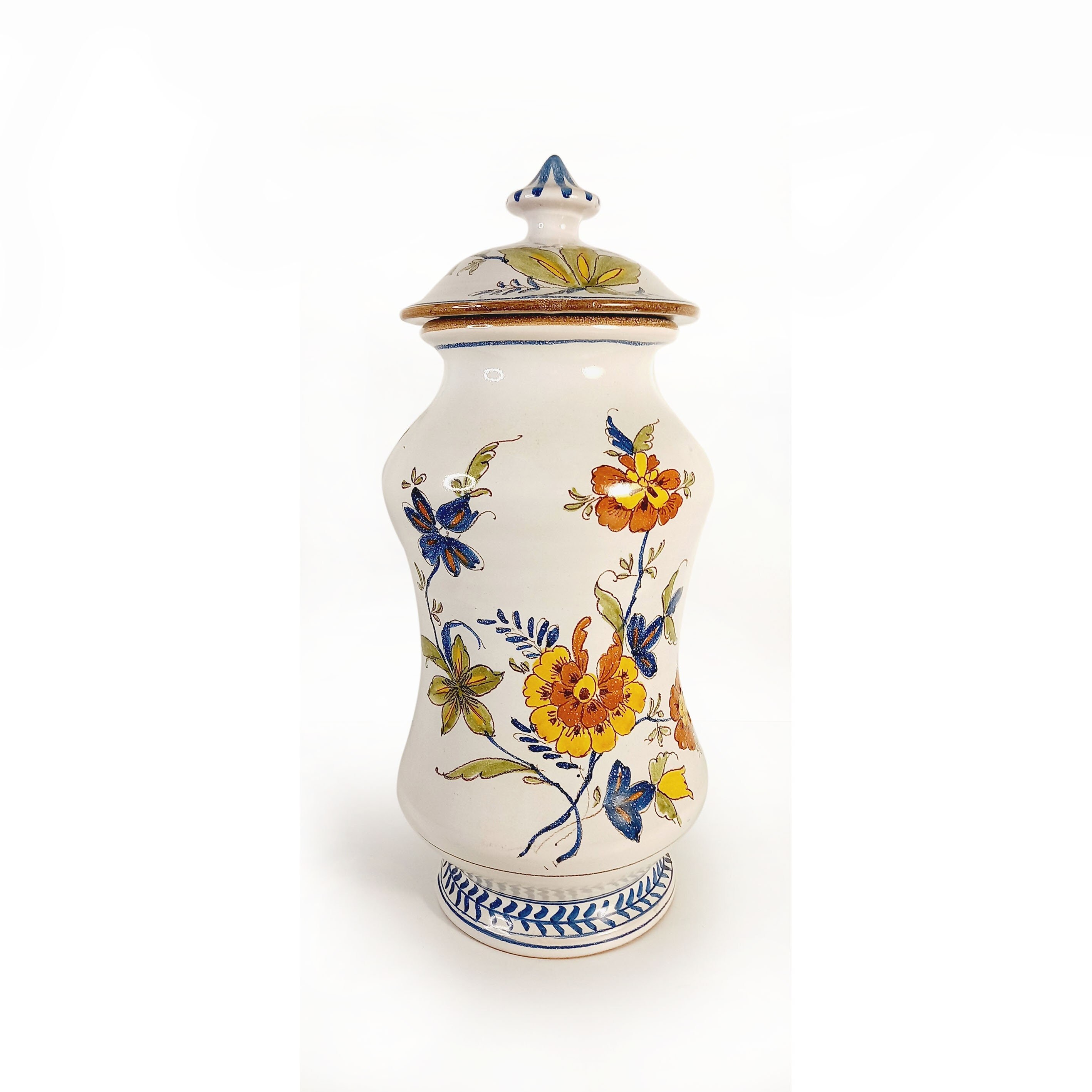Large Hand-painted Ceramic Jar With Lid - Etsy