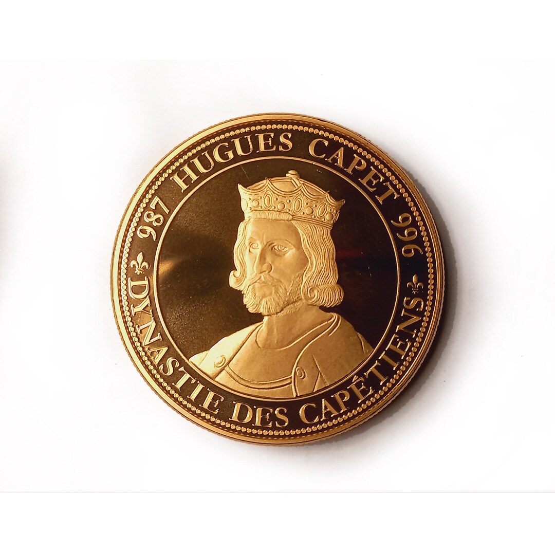 24K Gold-plated Hugues Capet Medal: Capetian Dynasty, Kings of France ...
