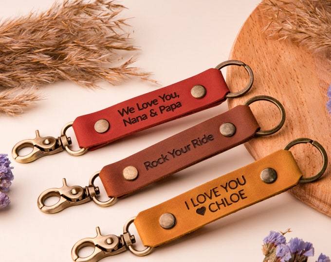 Leather Key Fob Gift for Him Personalized With Initials/name - Etsy