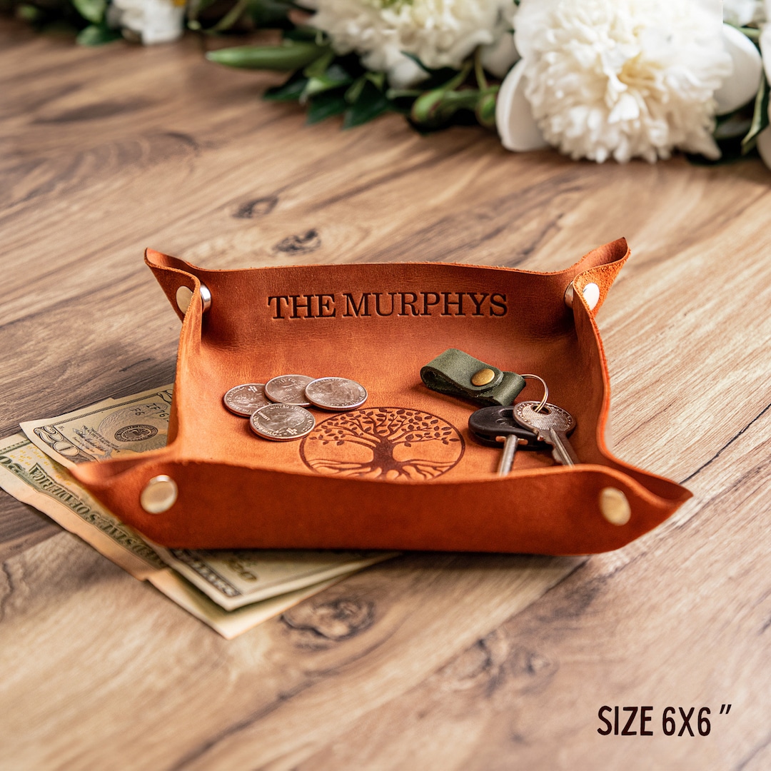 Personalised Desk Tray, Office Desk Gift, Personalized Leather Tray ...