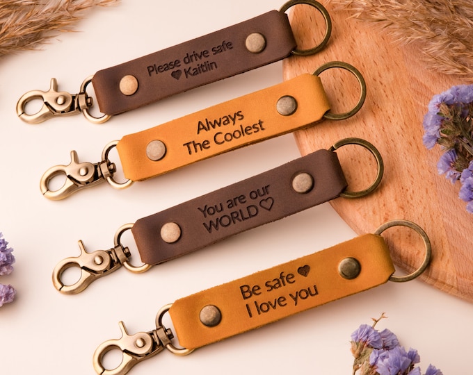 Leather Key Fob Gift for Him Personalized With Initials/name - Etsy