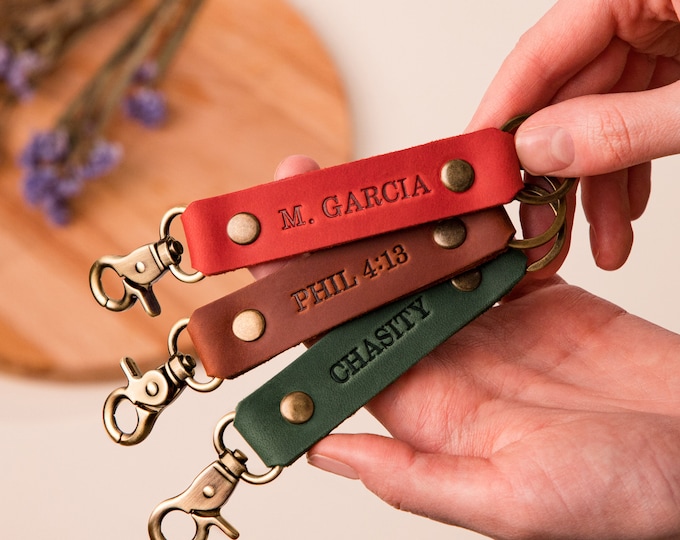 Leather Key Fob Gift for Him Personalized With Initials/name - Etsy