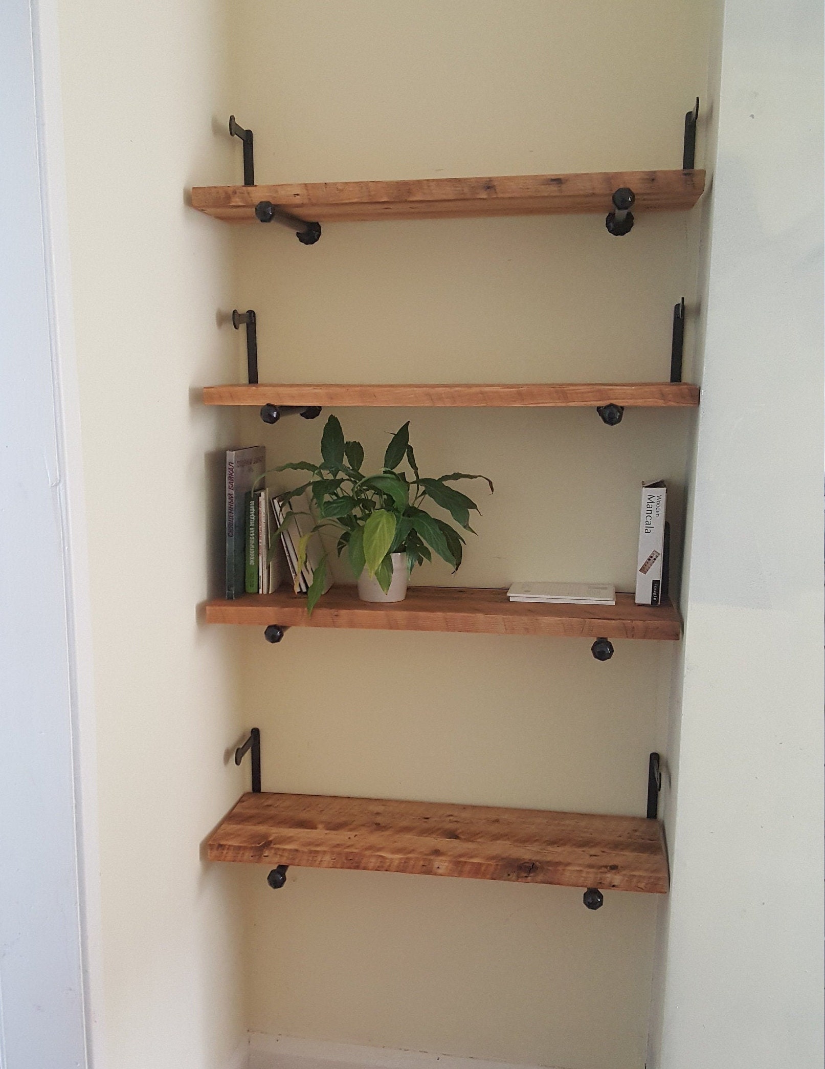 Alcove Shelves - Reclaimed Wood, Floating, Brackets, Bookends - Etsy
