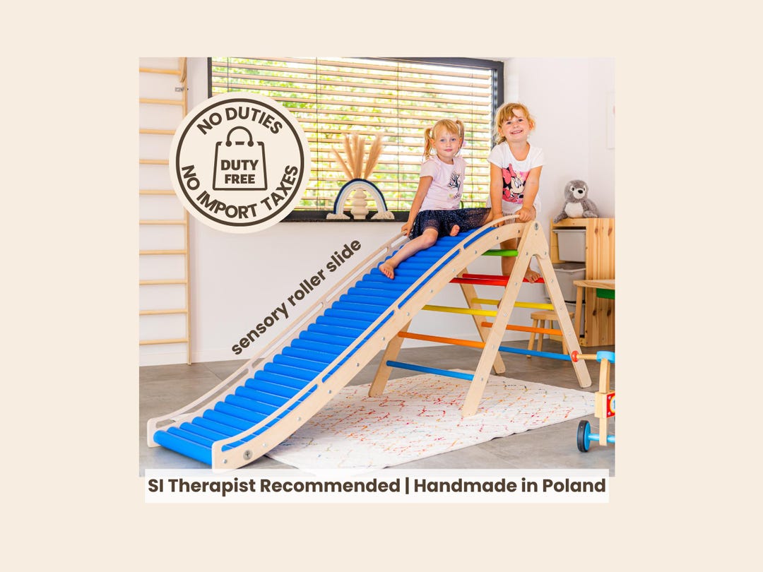 Sensory Roller Slide With Climbing Triangle - Montessori Gym for ...