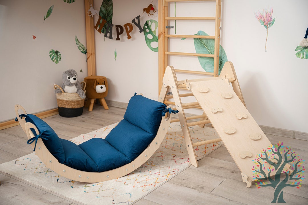 Indoor Playground for Kids, Arch Rocker, Pikler Triangle, Rock Climbing ...