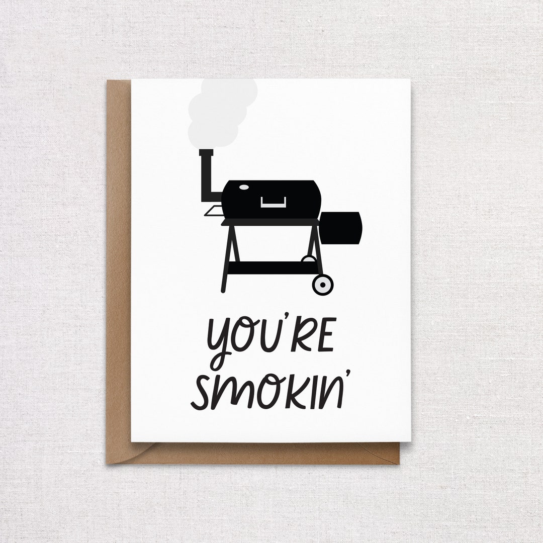 BBQ Meat Smoker Greeting Card. BBQ Card.. Valentine's Day Card. - Etsy