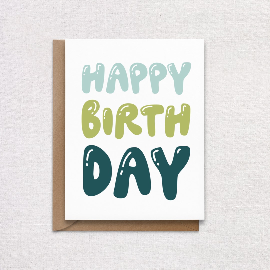 Happy Birthday Greeting Card - Simple Birthday Greeting Card - Blue ...