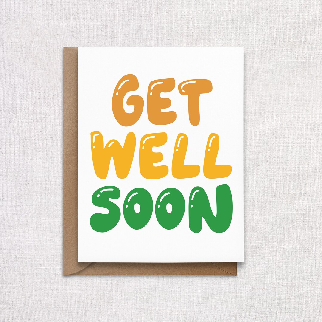 Get Well Soon Greeting Card. Sick Friend Card. Wellness Greeting Card ...