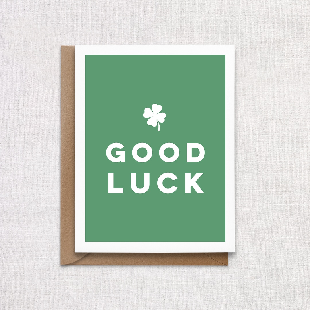 Good Luck Four Leaf Clover Greeting Card - Etsy