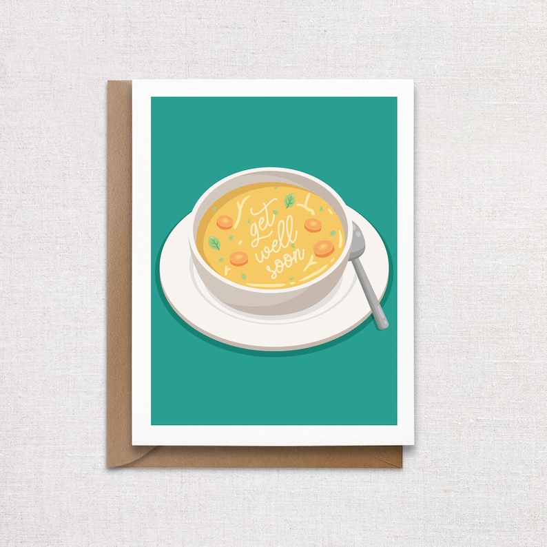 Get Well Soon Soup Greeting Card. Sick Friend Card. Wellness - Etsy