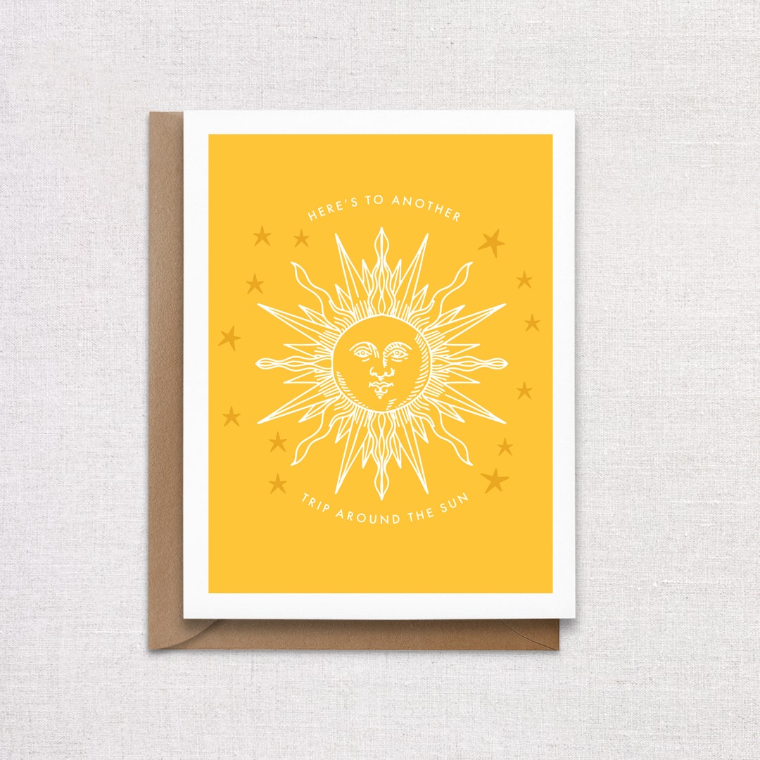 Here's to Another Trip Around the Sun - Celestial Birthday Card - Etsy