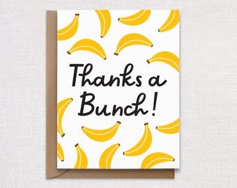 Thanks A Bunch Banana Thank You Hand Made Greeting Love Card Hand Drawn ...