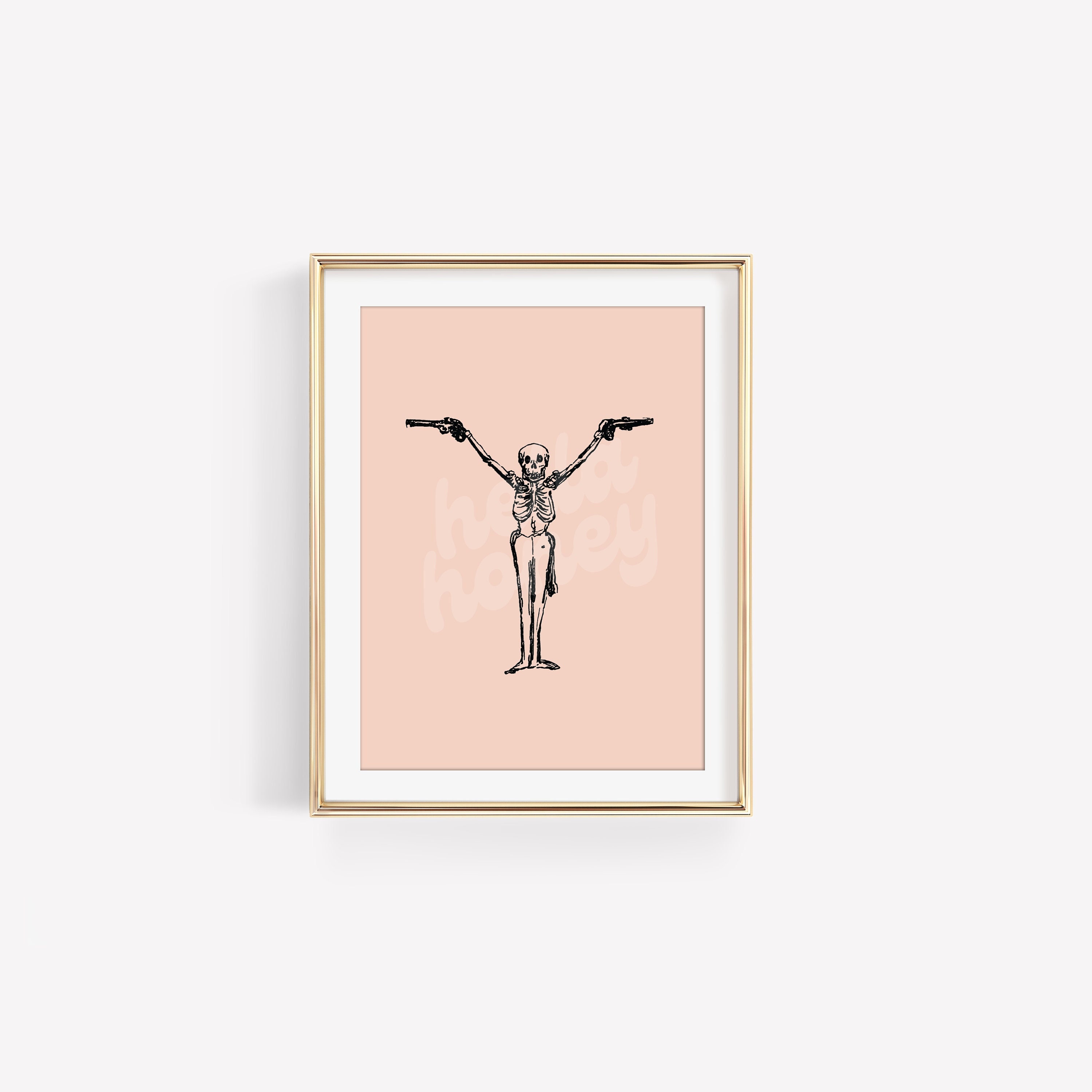 Western Skeleton Digital Download - Wall Print - Pink and Black Wall ...