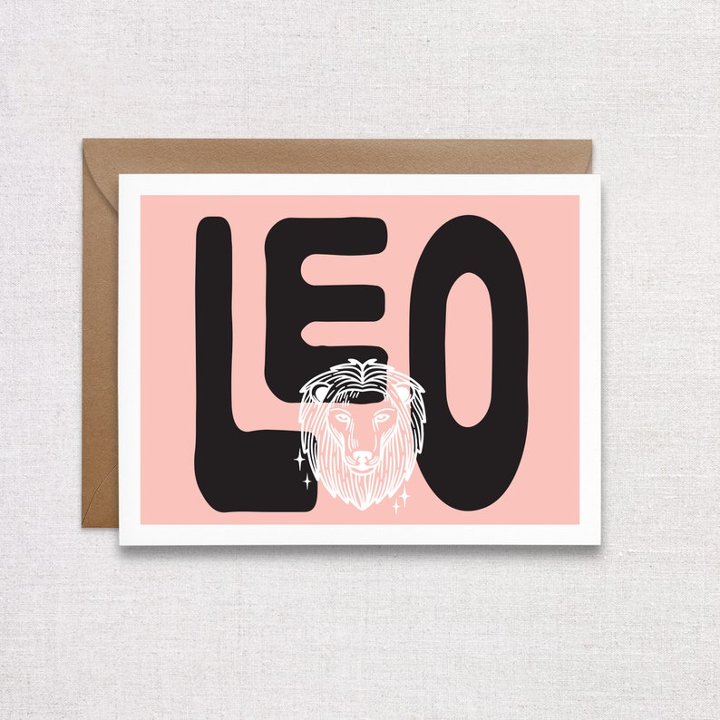 Leo Zodiac Birthday Card. Happy Birthday Astrology Greeting Card - Etsy