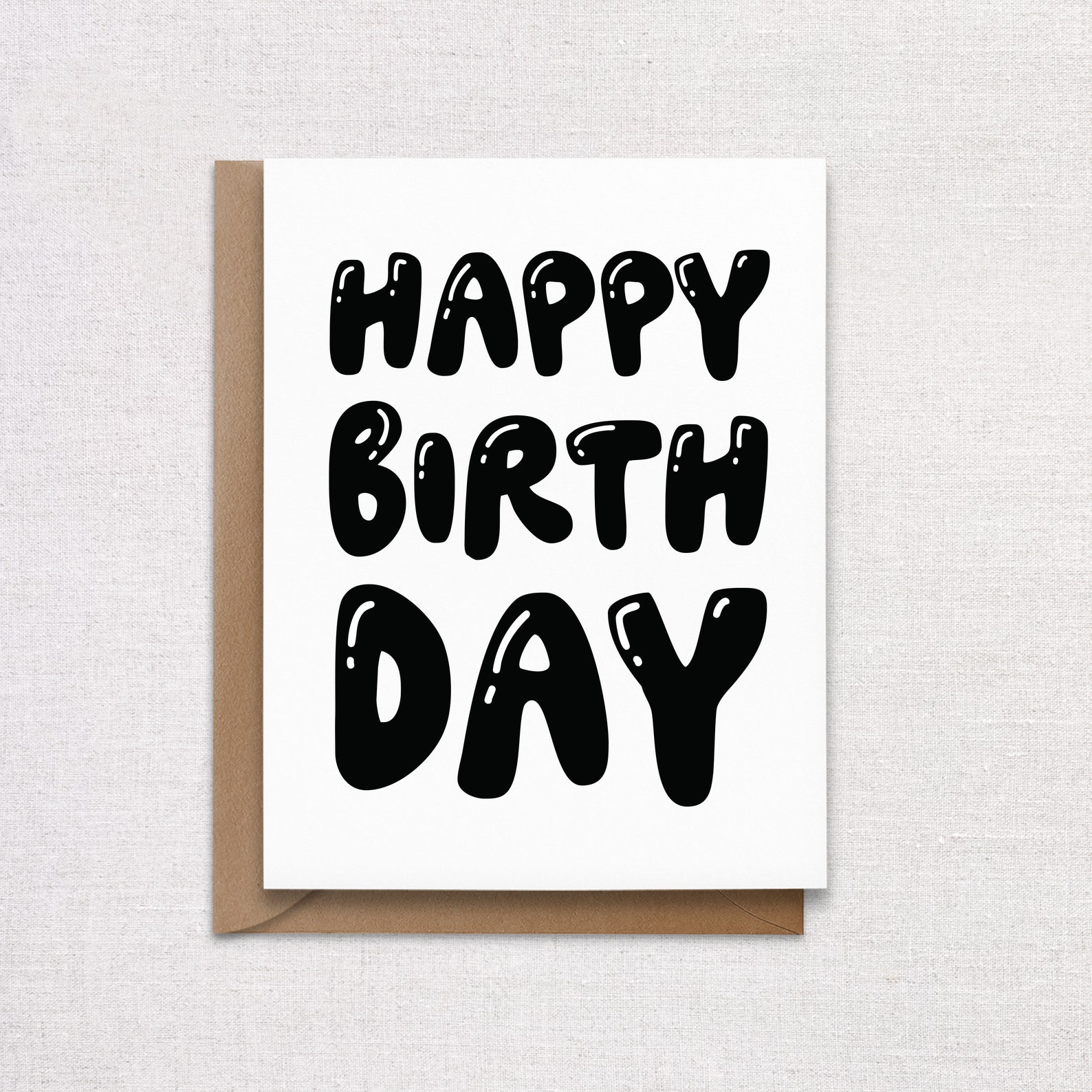 Happy Birthday Greeting Card Simple Birthday Greeting Card Black - Etsy