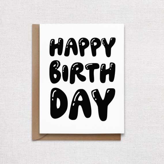 Happy Birthday Greeting Card Simple Birthday Greeting Card - Etsy