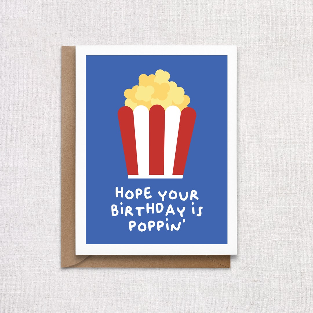 Popcorn Birthday Card. Hope You Have a Poppin' Birthday - Etsy