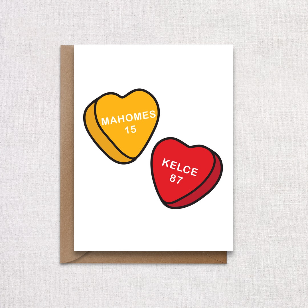 Kansas City Chiefs Valentine's Day Card. Mahomes and Kelce Football ...