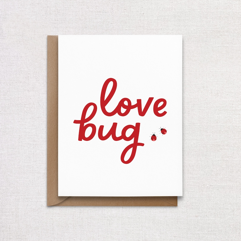 Love Bug Greeting Card Lady Bug Card. Valentine's Day Card. - Etsy