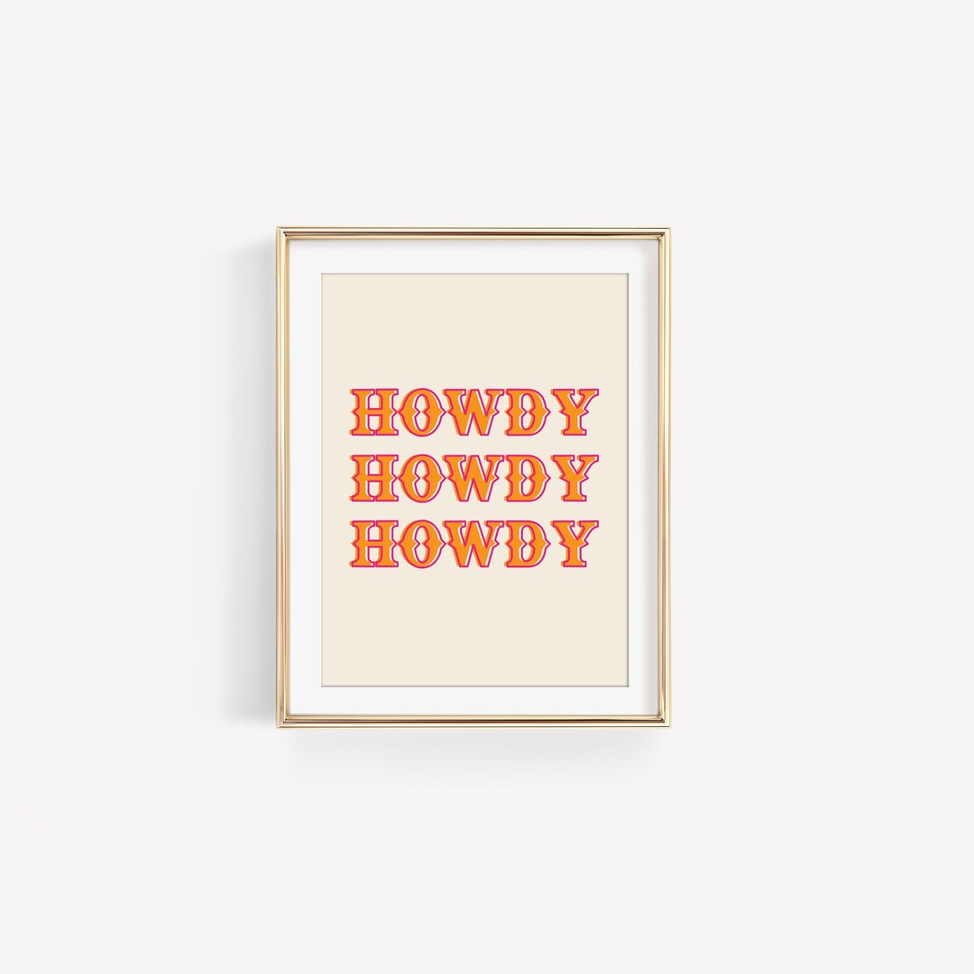 Howdy Western Digital Download - Wall Print - Pink/orange Wall Art ...
