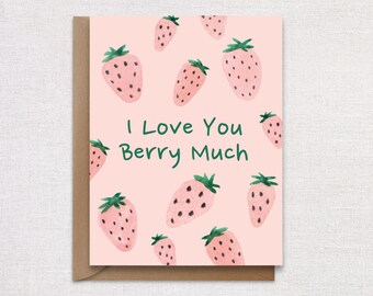 Strawberry Mushroom Valentine's Day Card, Cute Strawberry Valentines ...