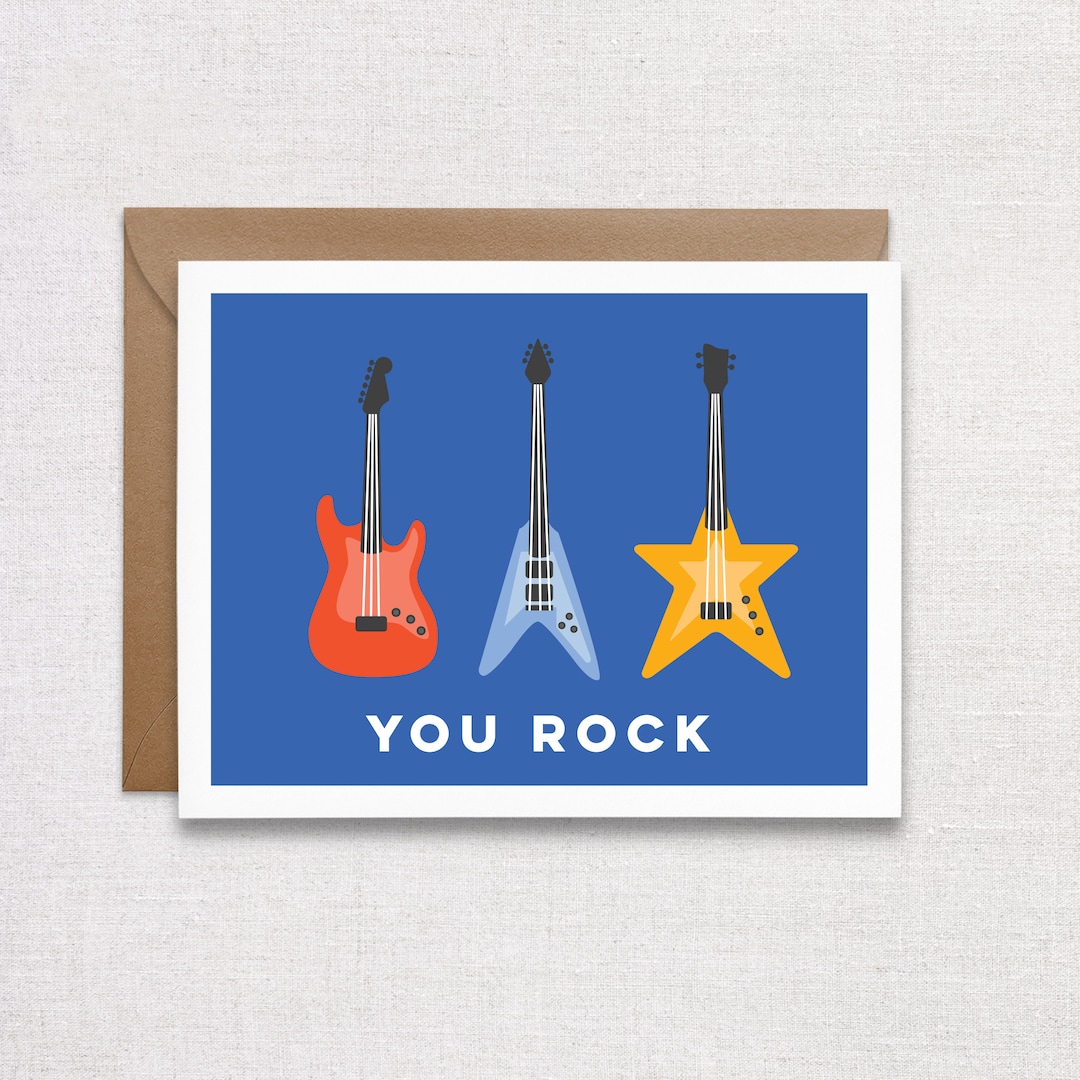 You Rock Guitar Greeting Card - Etsy