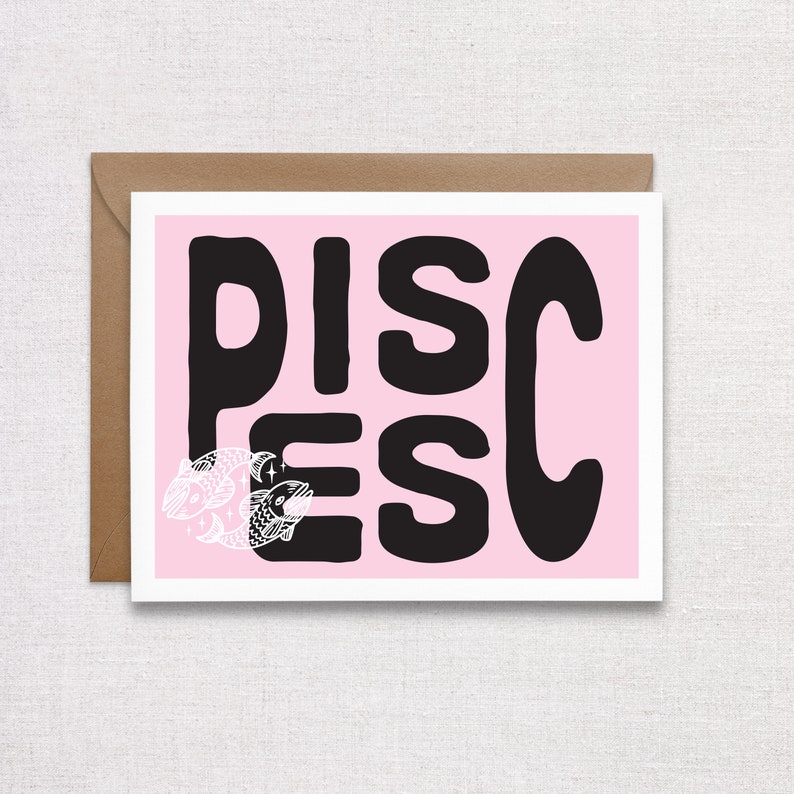 Pisces Zodiac Birthday Card. Happy Birthday Astrology Greeting Card - Etsy