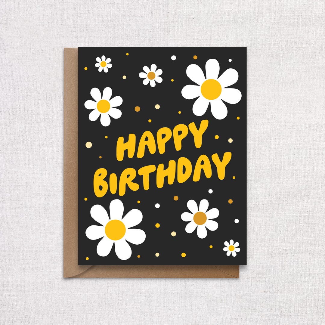 Daisy Birthday Card. Happy Birthday Flower Card - Etsy