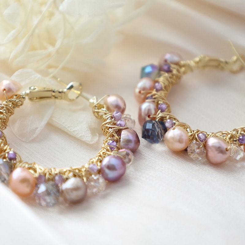 Pearl Hoops - Etsy
