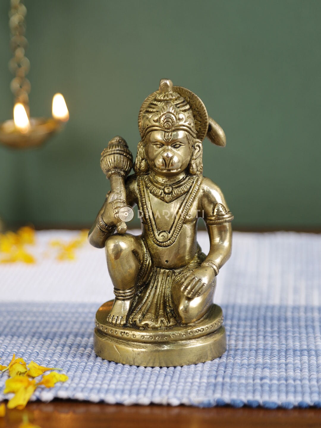 Lord Hanuman Brass Figurine With Gada in Hand - Etsy