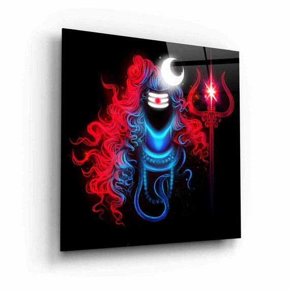 Shiva Mahadev Glass Wall Art - Etsy