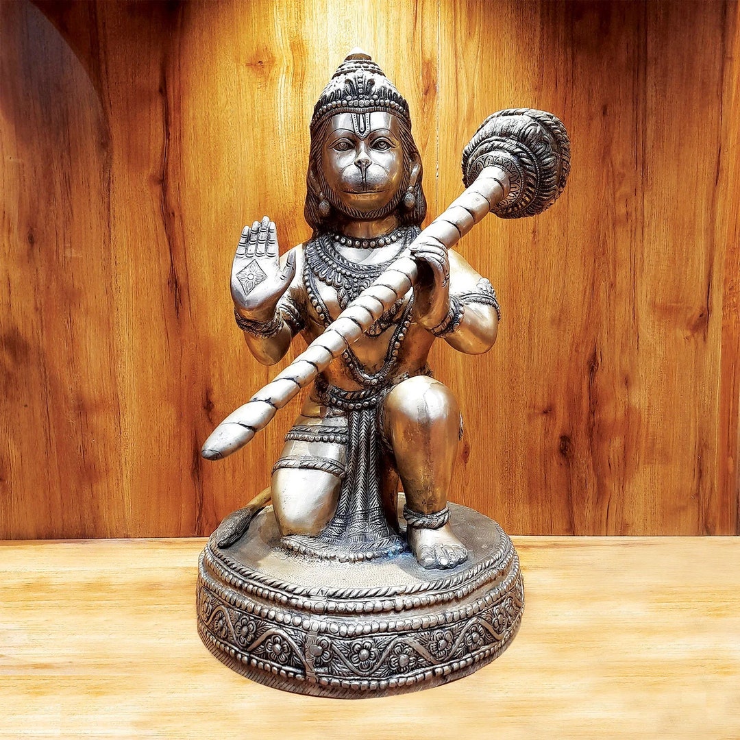 Brass Hanuman Sitting on Base - Etsy