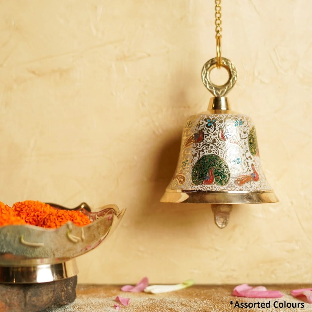Brass Engraved Temple Bell Small (assorted Designs) - Etsy