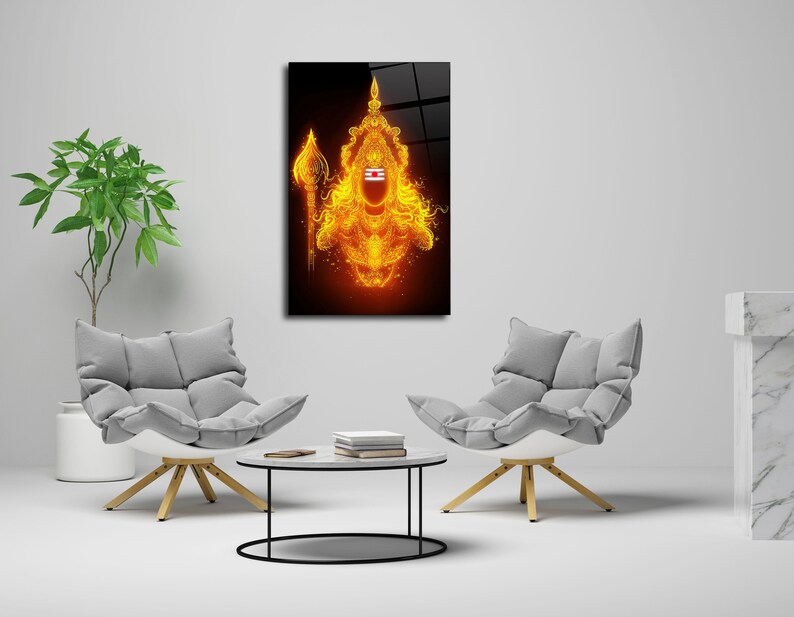 Lord Kumara Swamy murugan With Weapon Glass Wall Art - Etsy