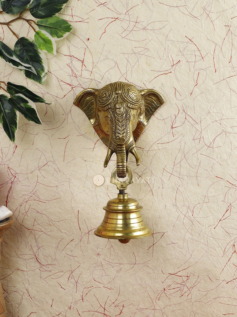 Brass Elephant Face Wall Hanging Bell Decorative - Etsy