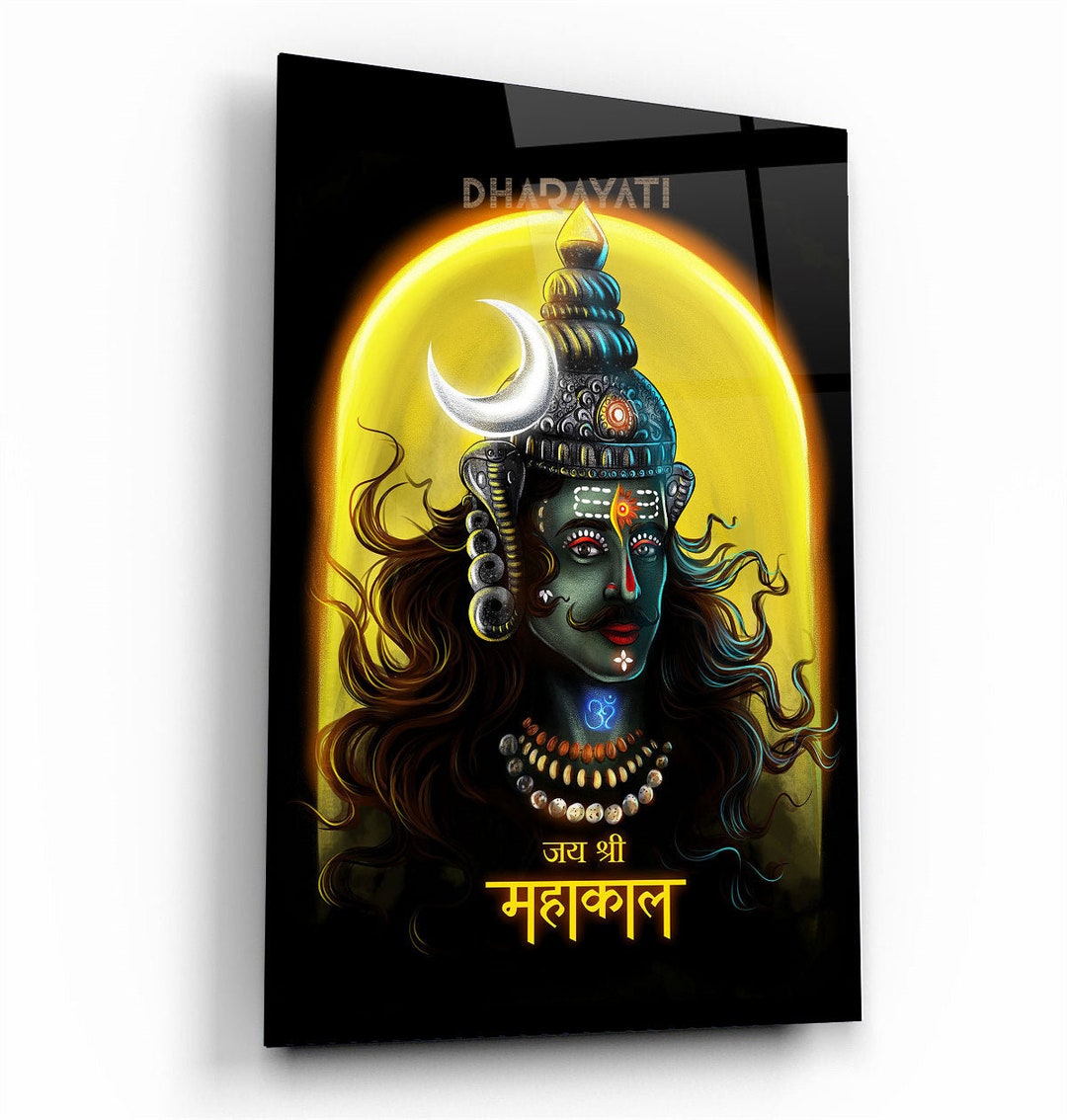 Jai Shree Mahakal Glass Wall Art | Divine Home Decor - Etsy