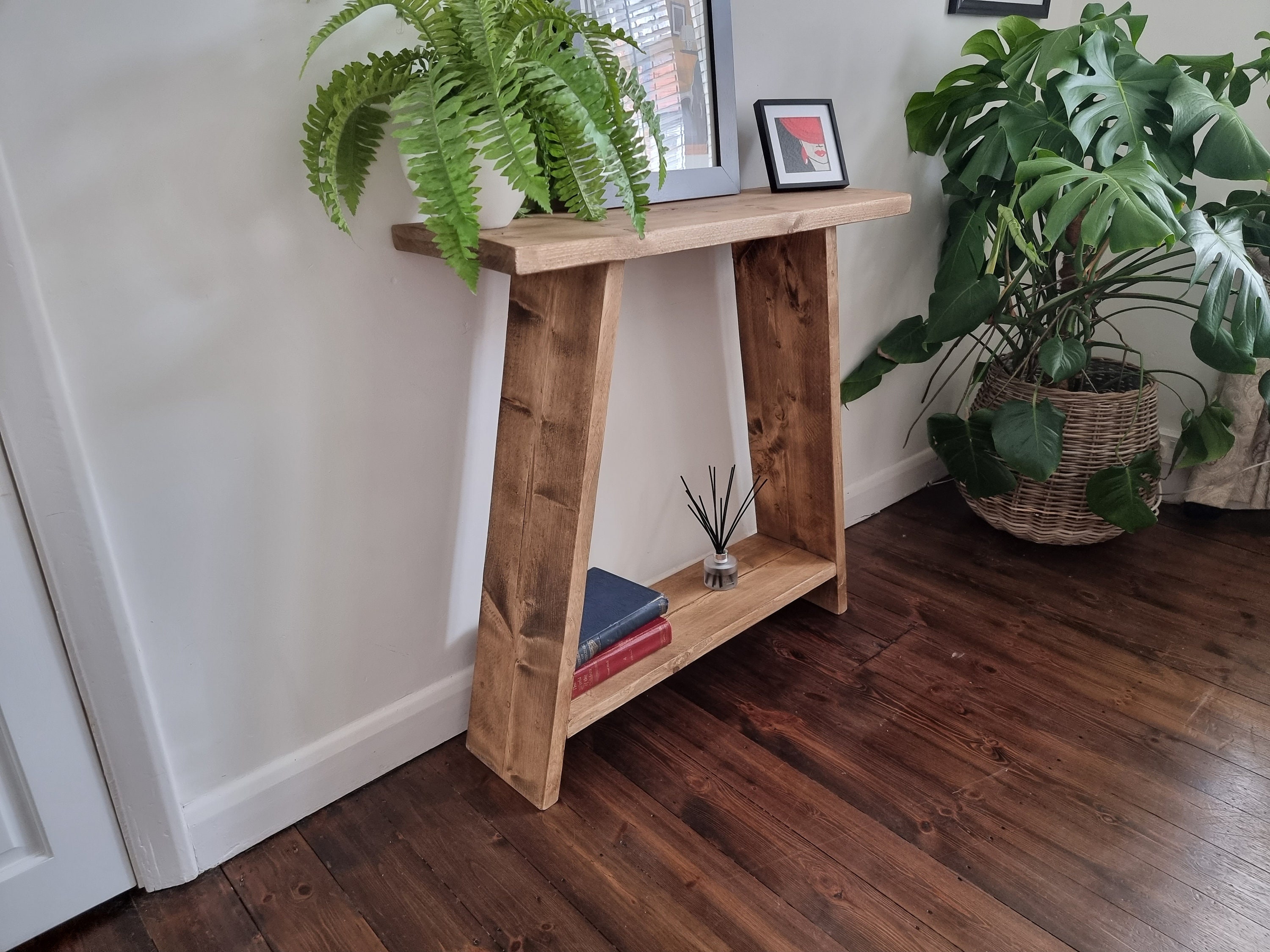 Handmade Rustic Console Table Reclaimed Wood Console Table Scandinavian Console Table Console Table With Shelf Entryway Storage Etsy