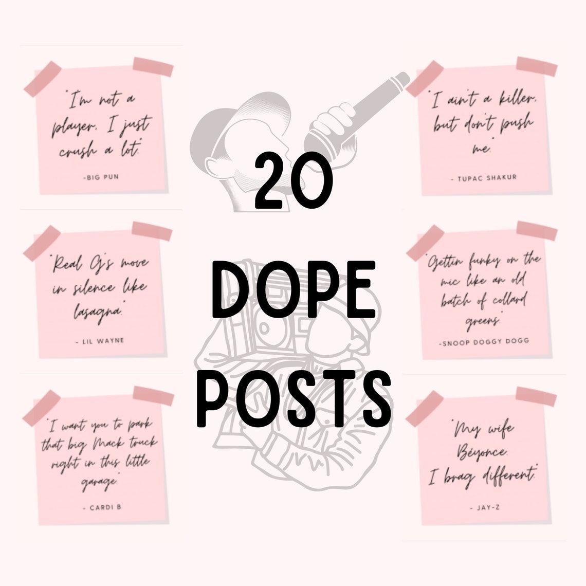 20 Dope Rap Lyrics Social Media Posts Digital Download (pink) | Done ...