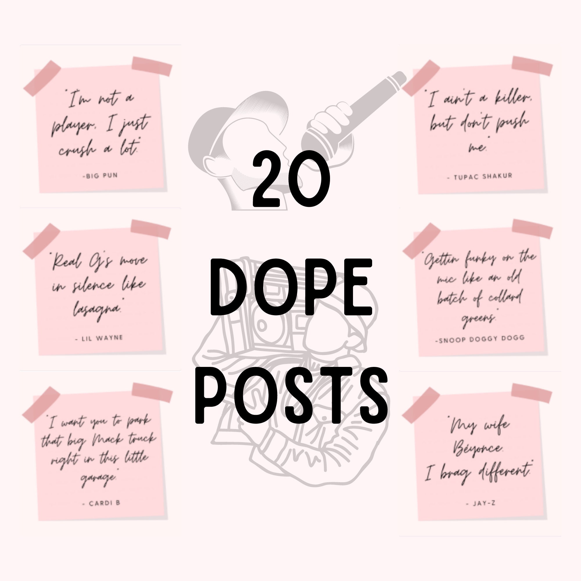 20 Dope Rap Lyrics Social Media Posts Digital Download (pink) | Done ...