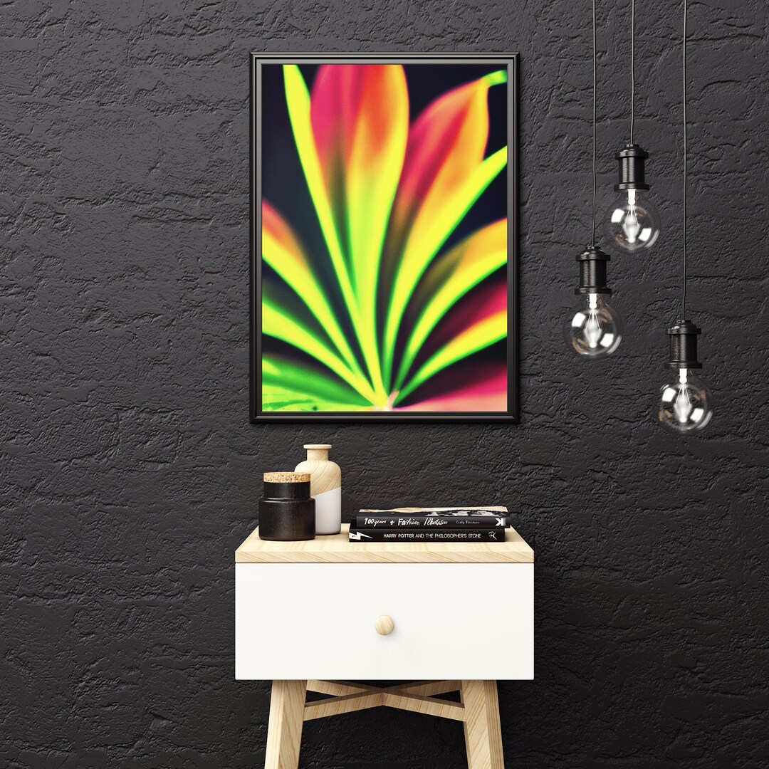 Neon Fire Leaf Marijuana Digital Art Print for the Cannabis Collector ...