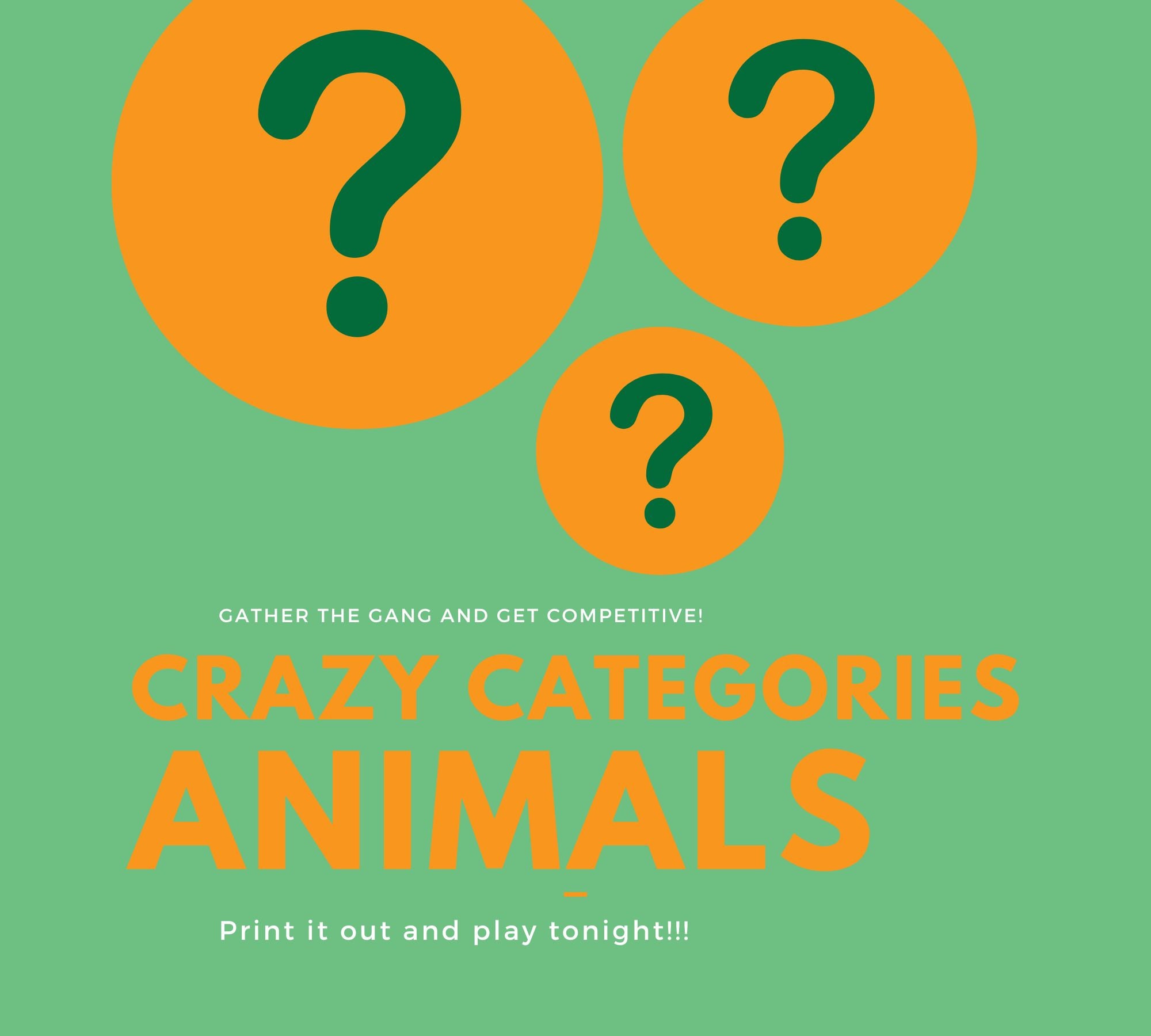 ANIMALS - Crazy Categories Printable Party Game - Fun and Challenging ...