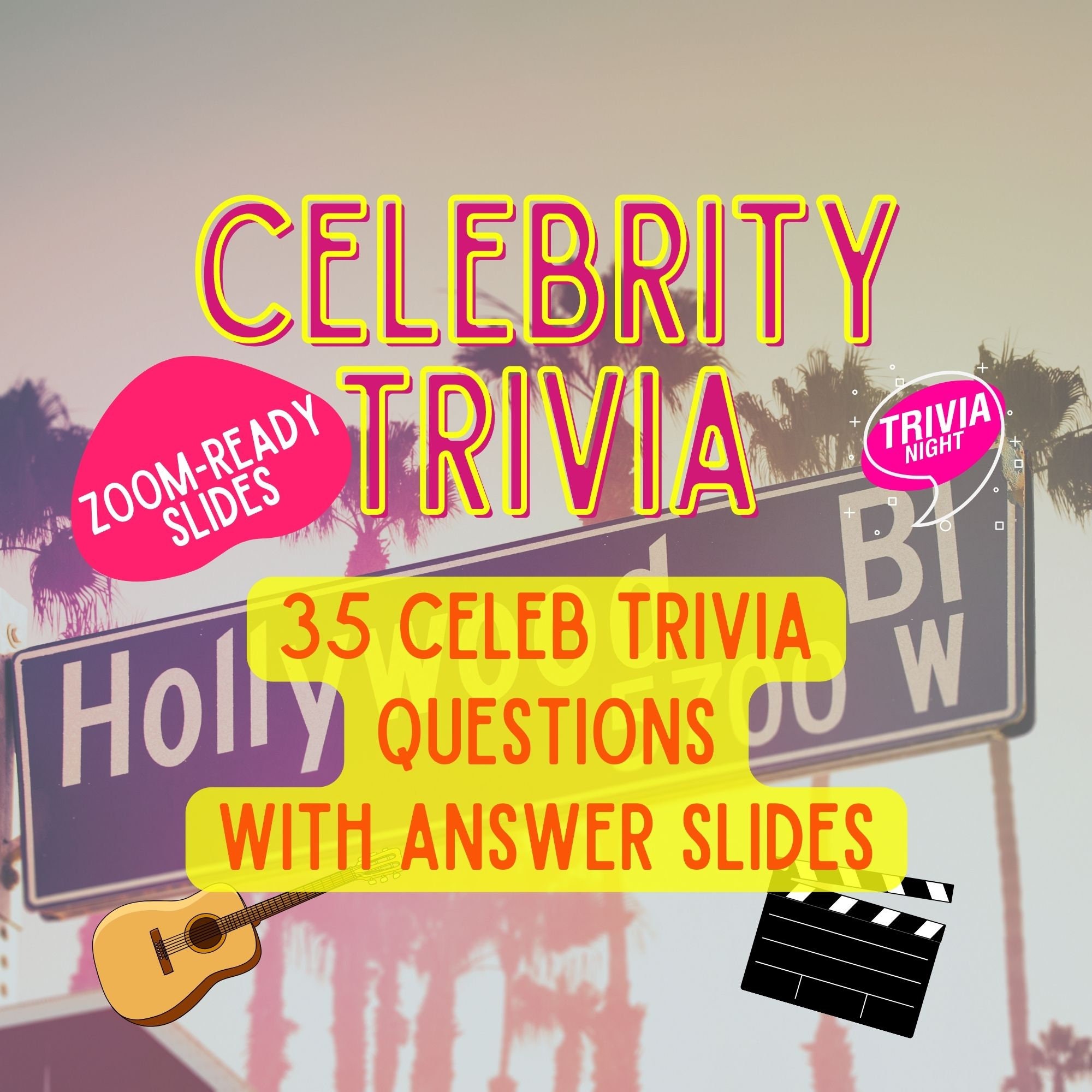 NEW Celebrity Trivia | 35 Questions + Answer Slides | Perfect for Zoom ...