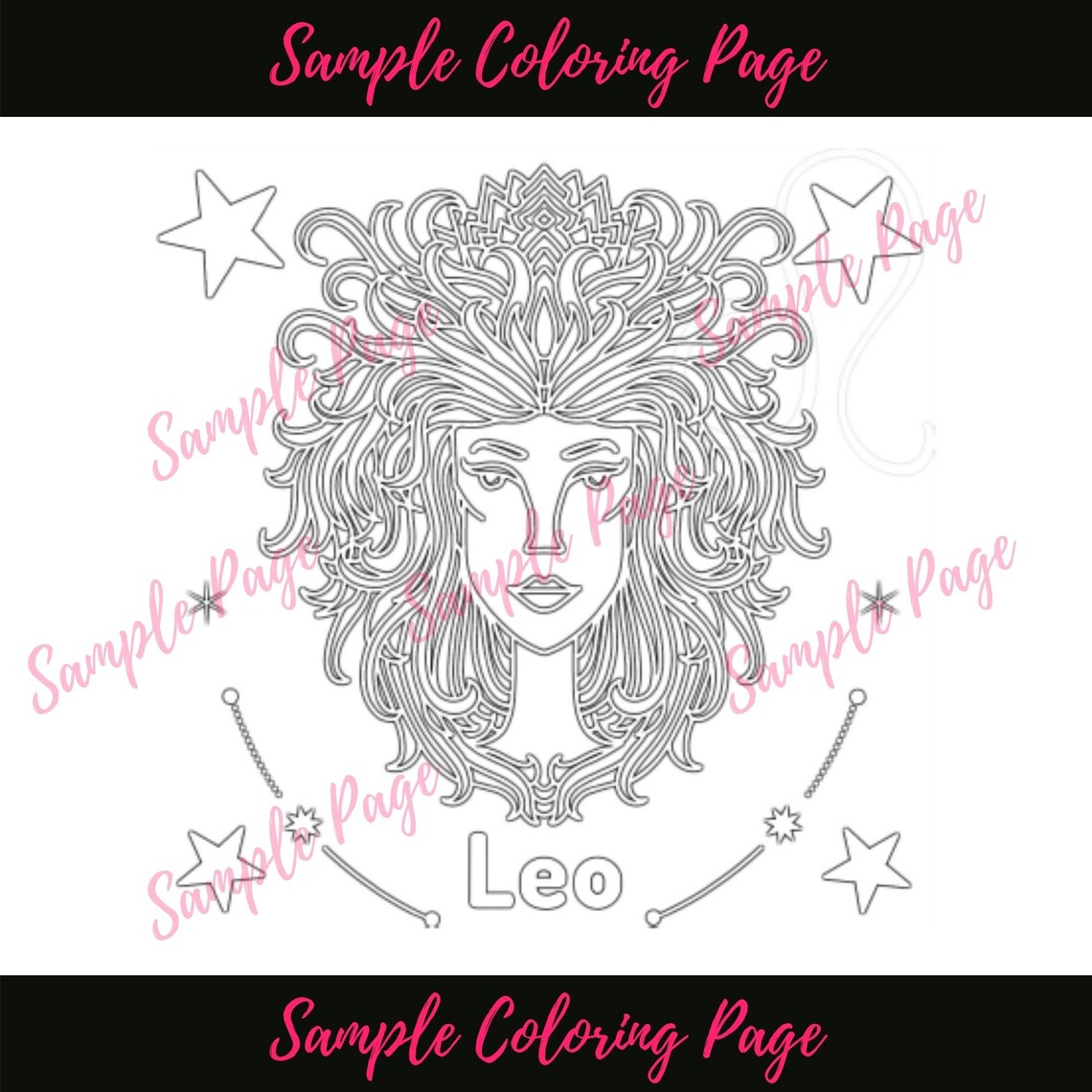 Leo Zodiac Coloring Pages Digital Printable Pdfs | 5 Awesome Leo ...