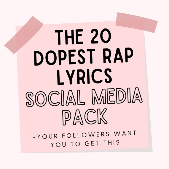 20 Dope Rap Lyrics Social Media Posts Digital Download pink | Etsy