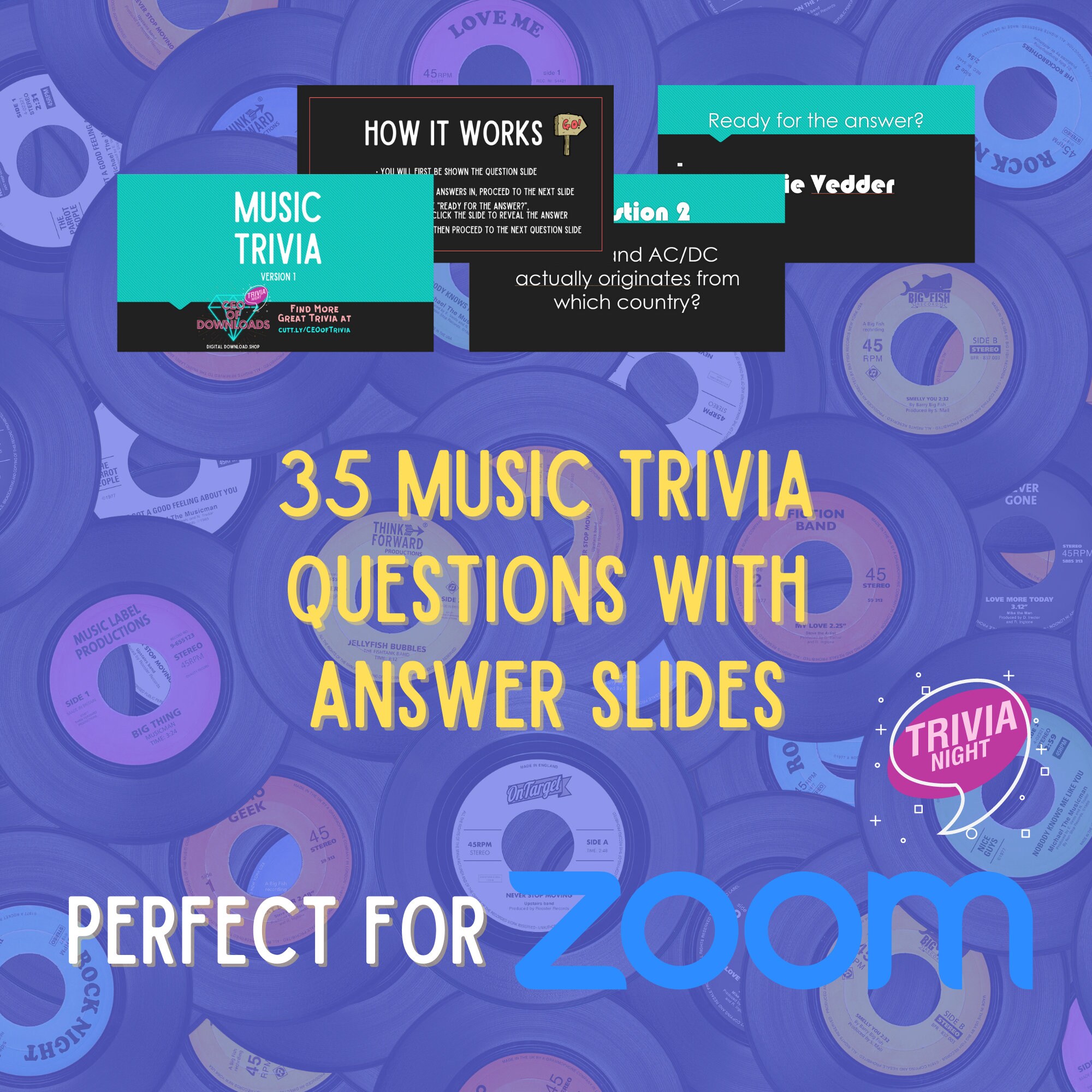 Music Trivia Pack Version 1 | 35 Questions With Answer Slides | Perfect ...