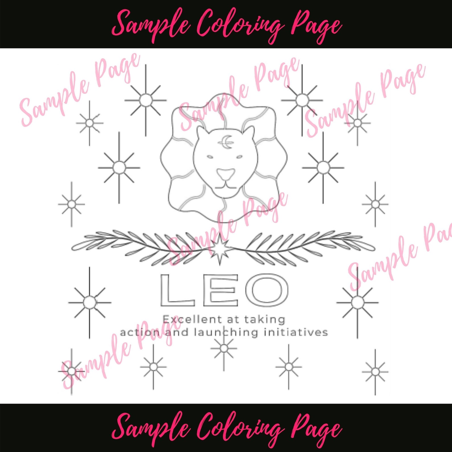 Leo Zodiac Coloring Pages Digital Printable Pdfs | 5 Awesome Leo ...