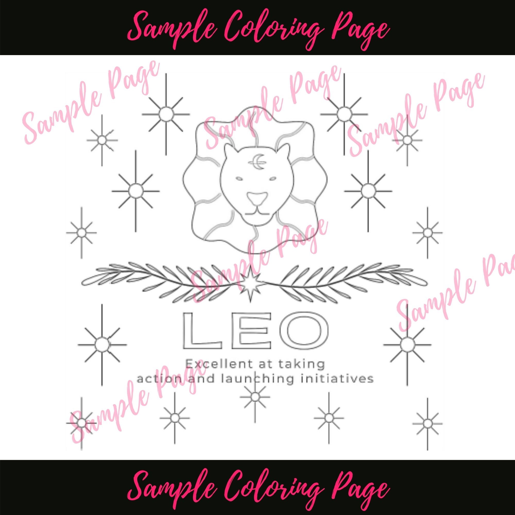 Leo Zodiac Coloring Pages Digital Printable Pdfs | 5 Awesome Leo ...