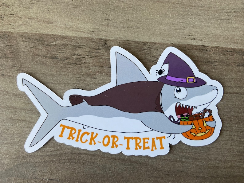 Shark Witch Halloween Sticker - Etsy