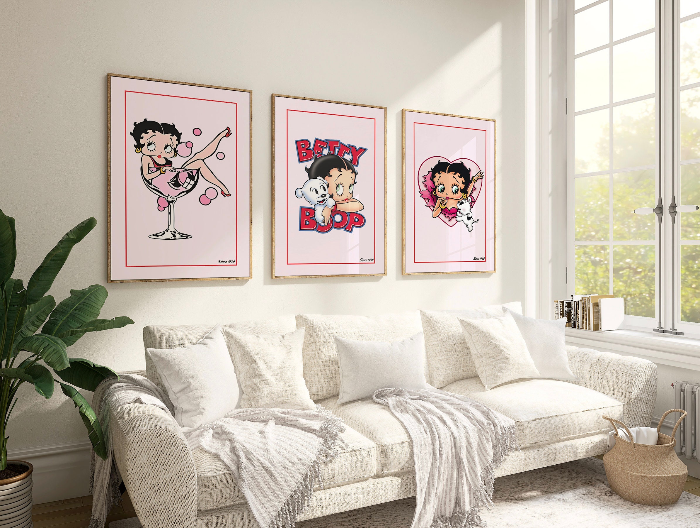 Trendy Betty Boop Wall Art Set Of 3 Digital Print Etsy